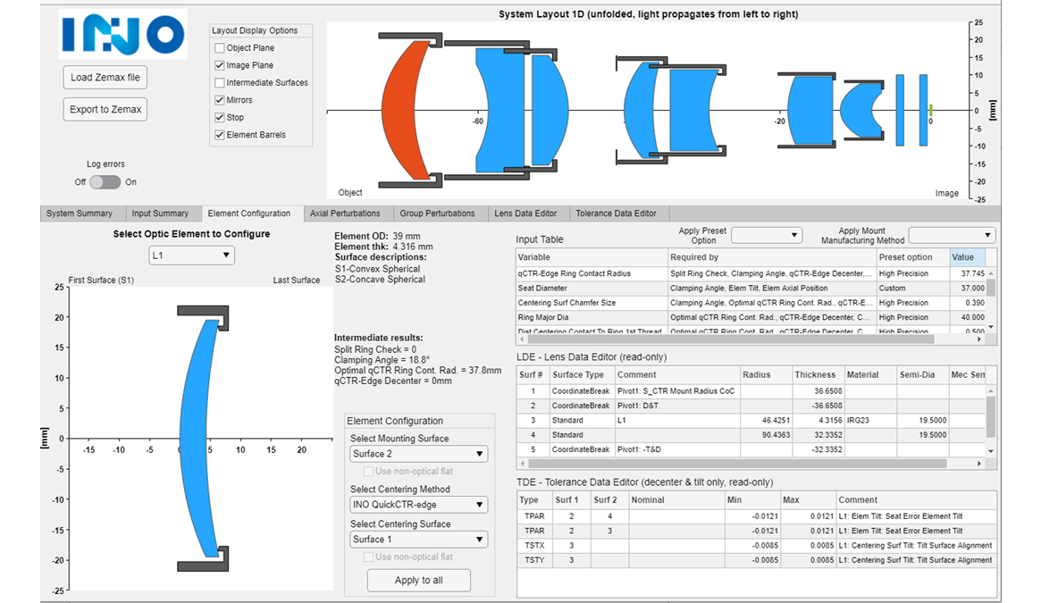 COMET, optomechanical tolerance analysis software